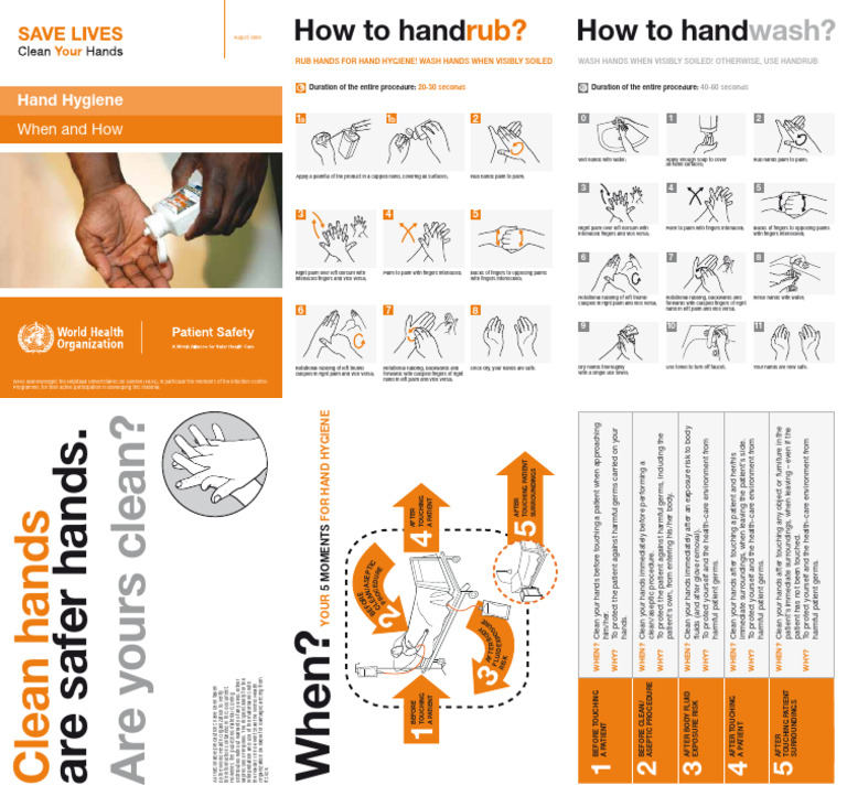 WHO Hand Hygiene When and How Leaflet | PDF | Hand Washing | Medicine