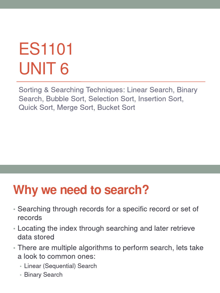 Unit 6 (Sorting | PDF | Computer Programming | Algorithms And Data ...