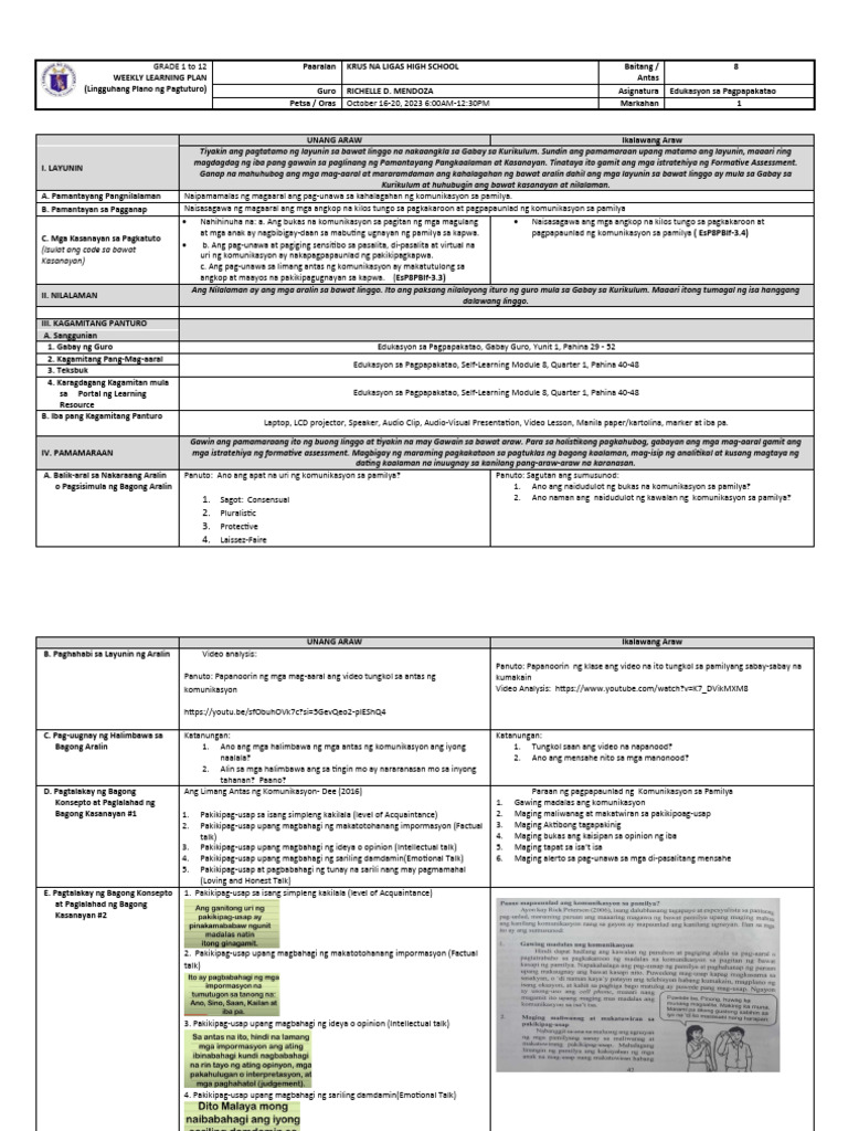 WLP Week8 EsP8 1st-Quarter | PDF