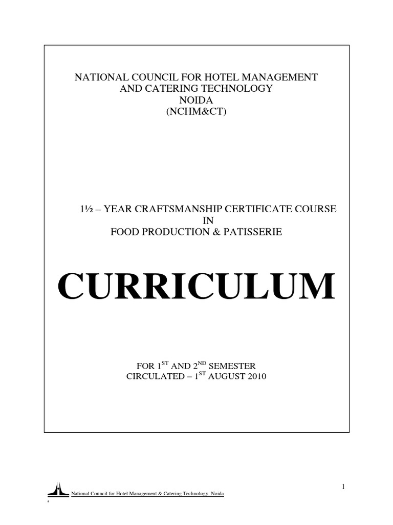 Craft Course in Food Production Syllabus | PDF | Sauce | Breads