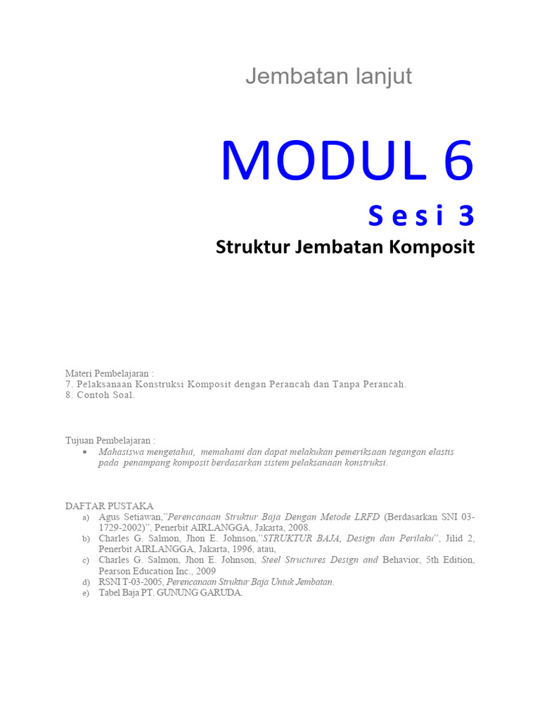 Modul 6 Sesi 3 Jembatan Komposit Dikompresi | PDF