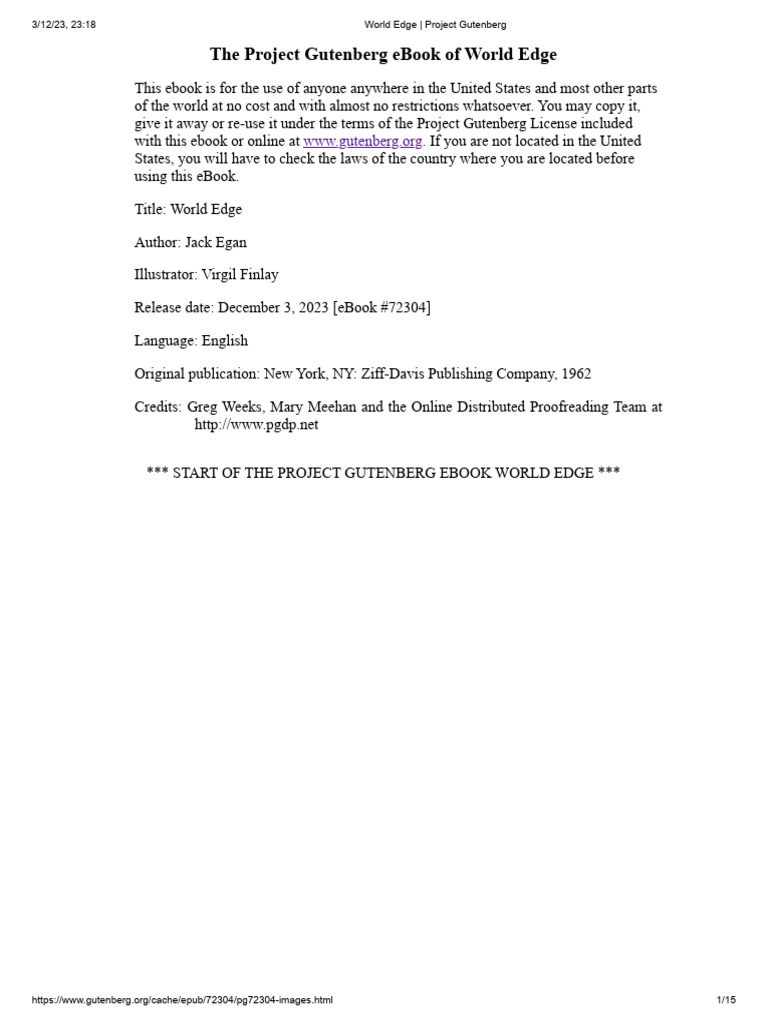 World Edge - Project Gutenberg | PDF | Project Gutenberg | License