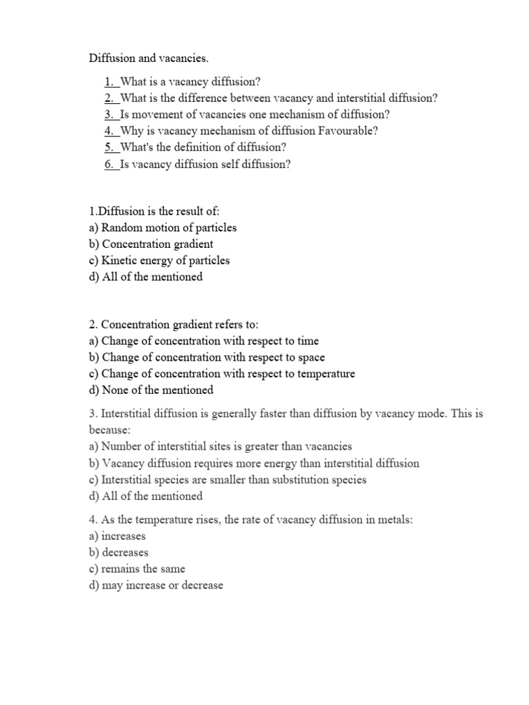 Diffusion and Vacancies 7-Week (Alloys) | PDF | Diffusion | Osmosis