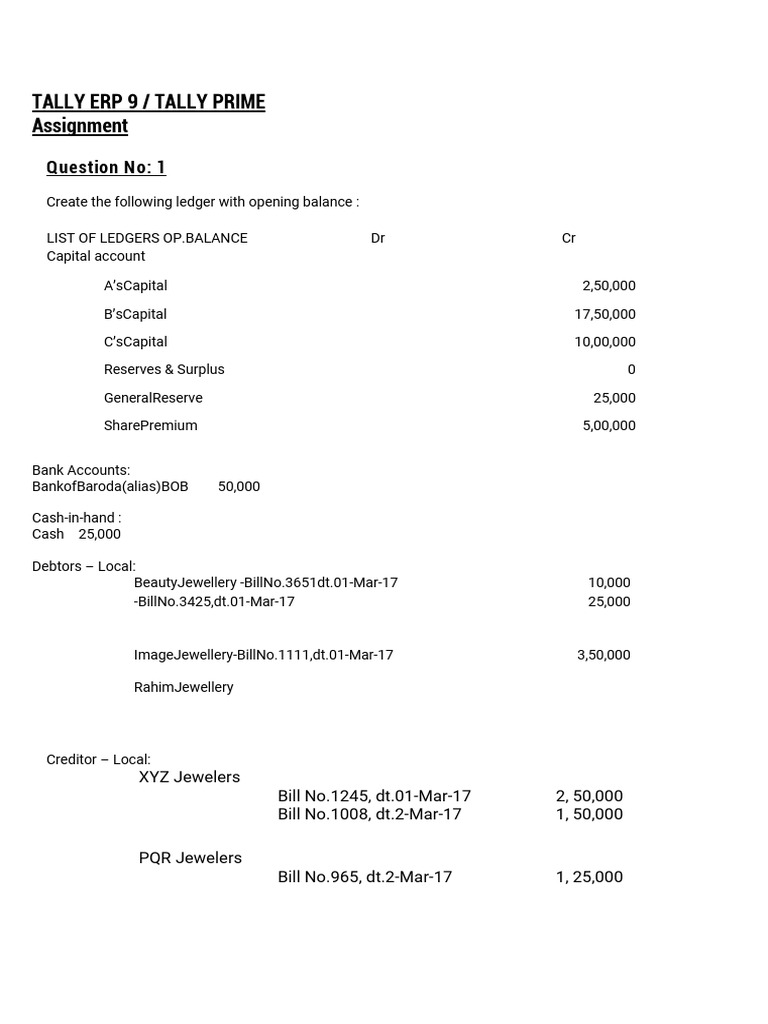 Tally - Assignment | Download Free PDF | Cheque | Business