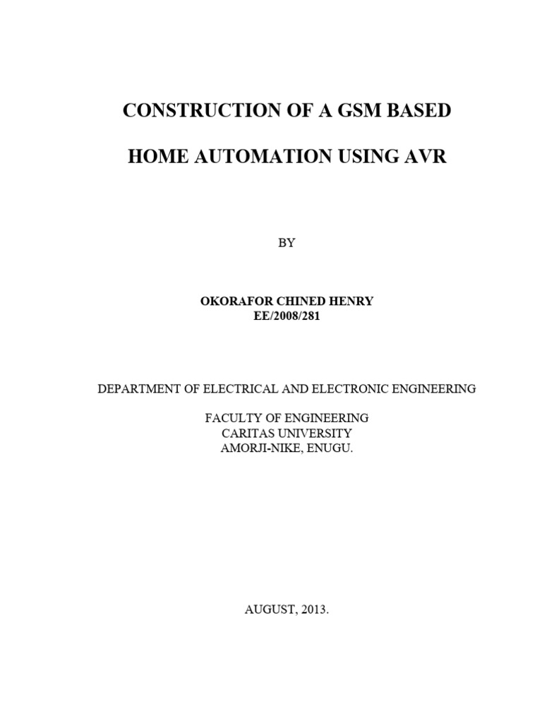 Construction Of A Gsm Based Home Automation Using Avr Pdf Transformer Relay