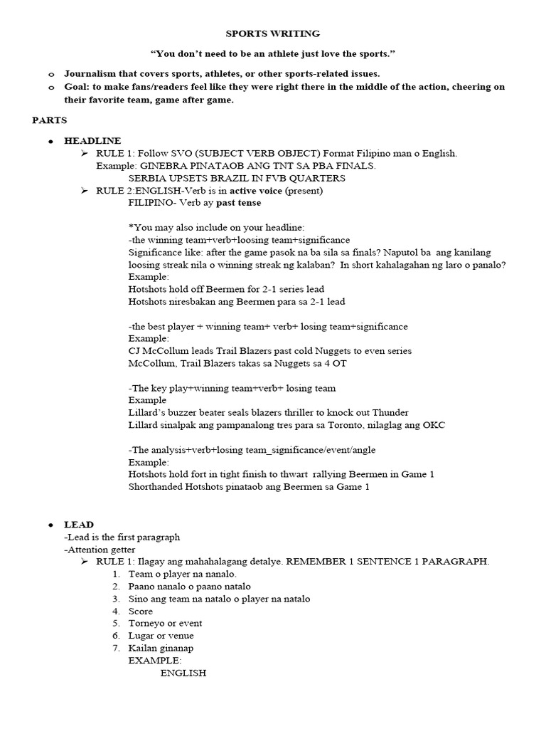 Sports Writing | PDF | Sports