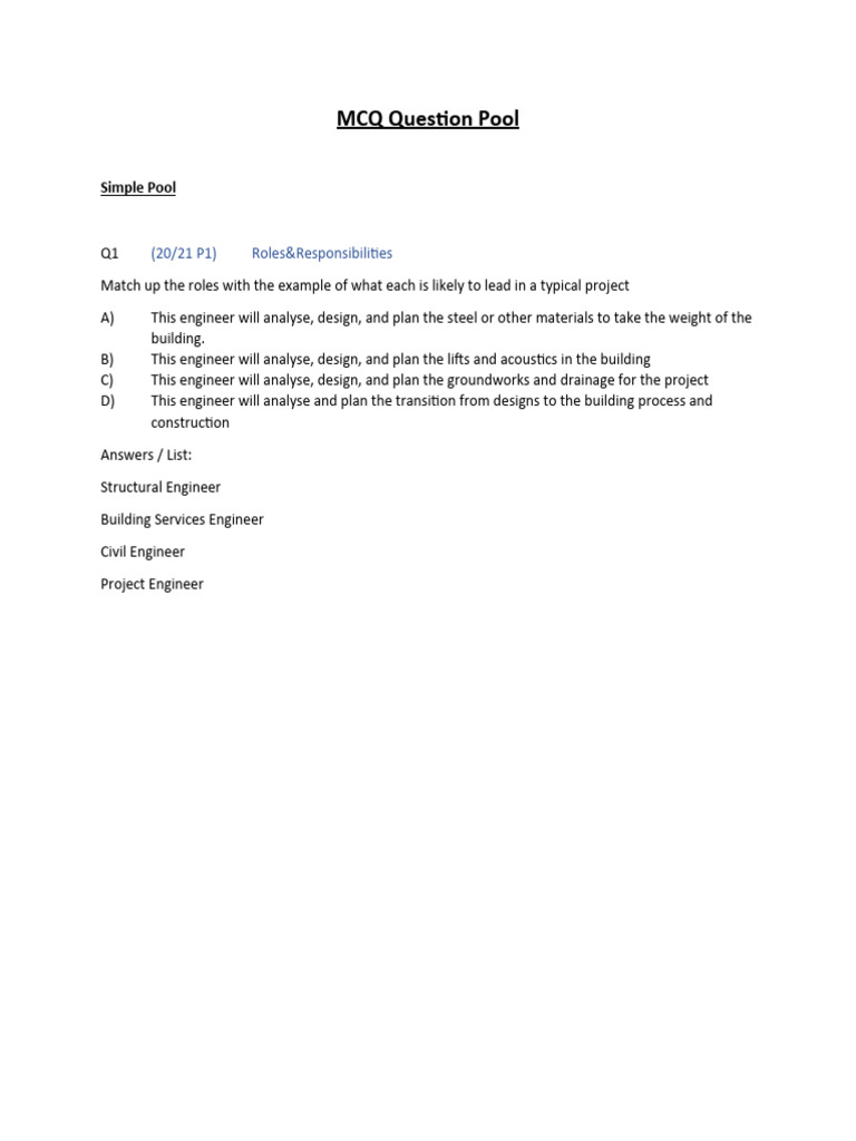 MCQ Question Pool | PDF | Employment | Procurement