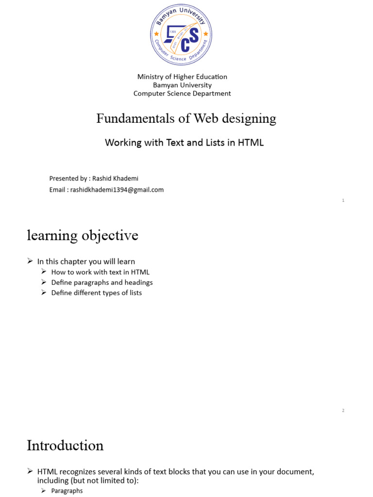 Lecture 4 | PDF | Html Element | Html