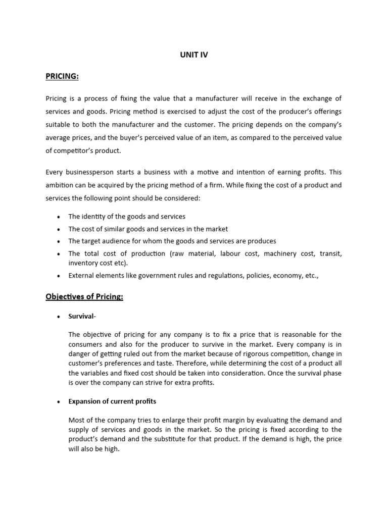 Marketing Notes Unit IV | PDF | Pricing | Direct Marketing Marketing Notes Unit IV | PDF | Pricing | Direct Marketing