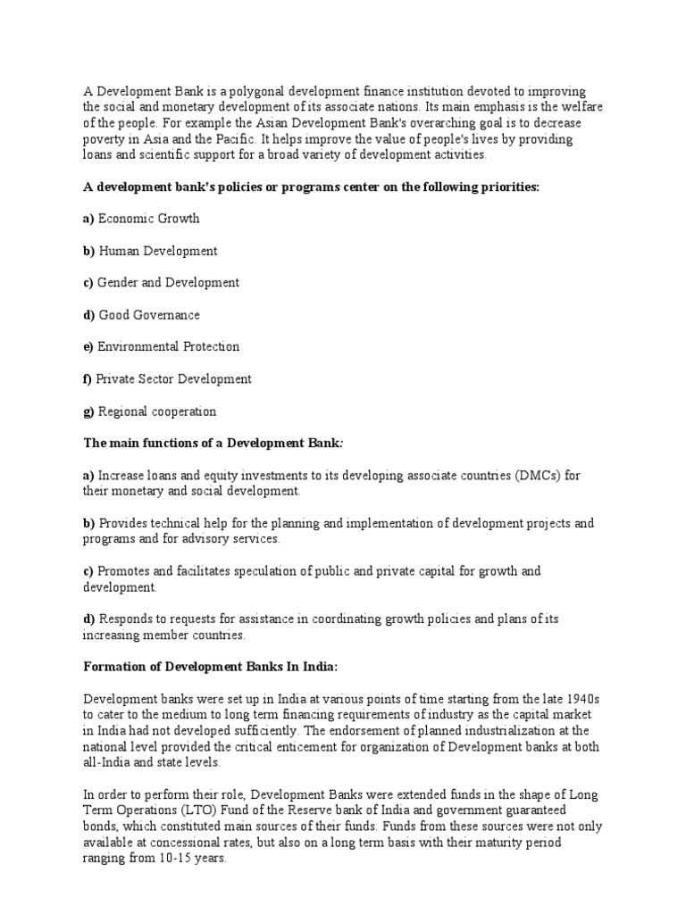 Development Bank | PDF | Banks | Loans