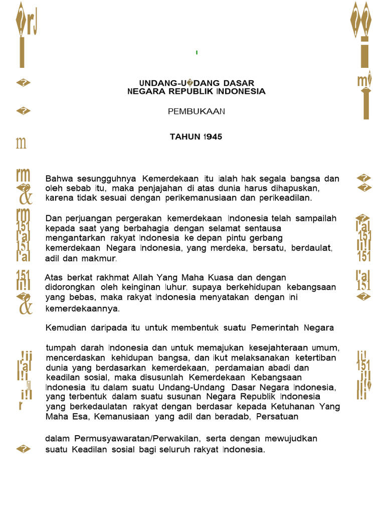 Teks UUD 1945 PDF Untuk Upacara | PDF