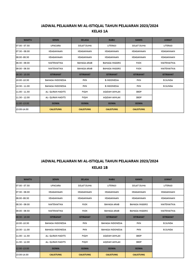 Jadwal Pelajaran 2023-2024 Edit | PDF | Seni & Disiplin Bahasa | Kajian Bahasa Asing