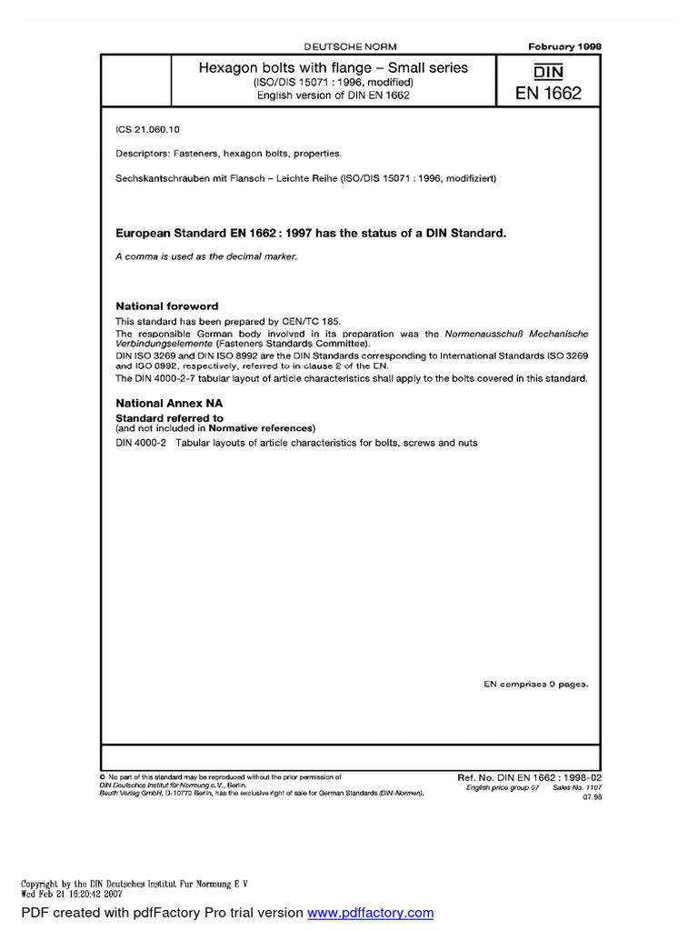 DIN 1662 HexBoltFlng | PDF