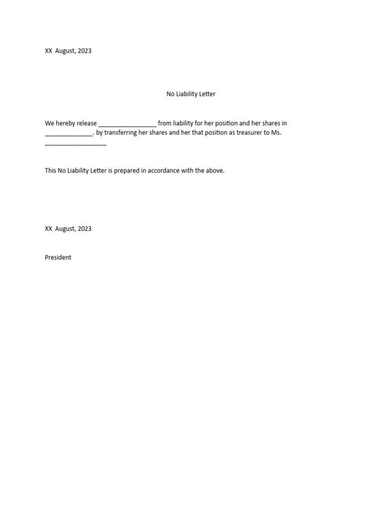 No Liability Letter | PDF