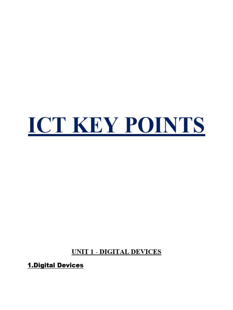 ICT Key Points | PDF | Computer Network | Network Switch