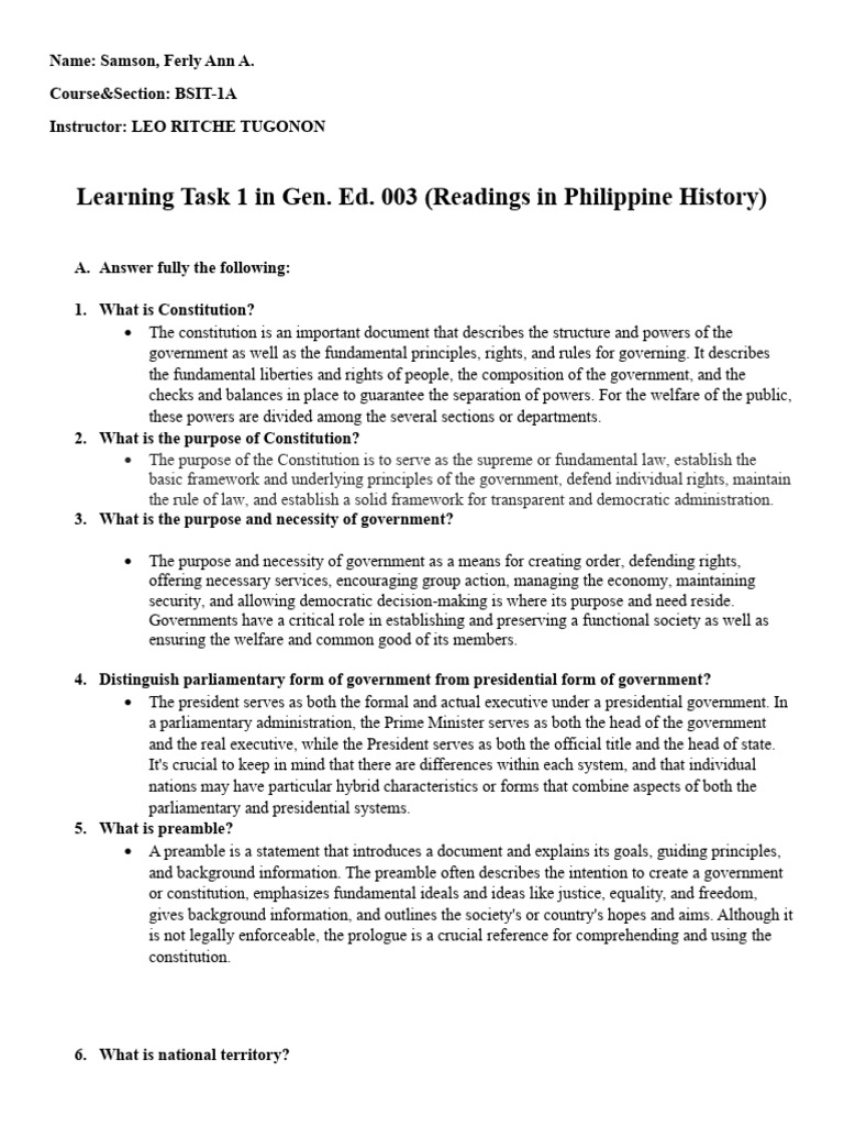 Understanding the Constitution and Government | PDF | Separation Of ...
