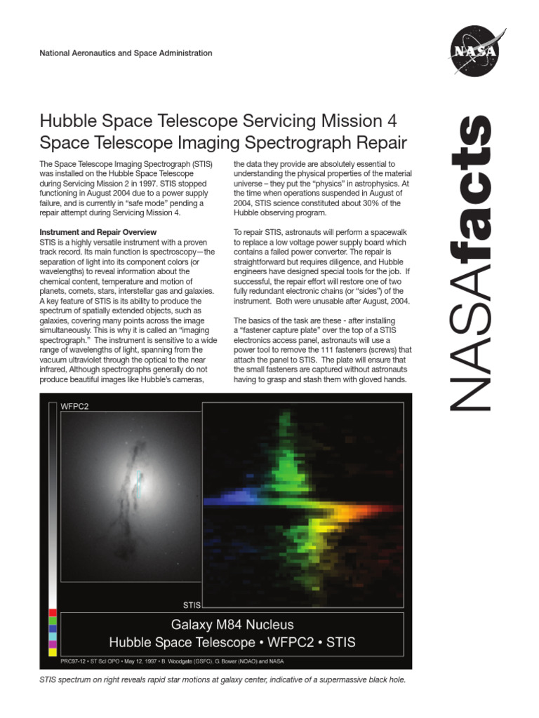 219818main sm4 Stis | PDF | Hubble Space Telescope | Spectroscopy