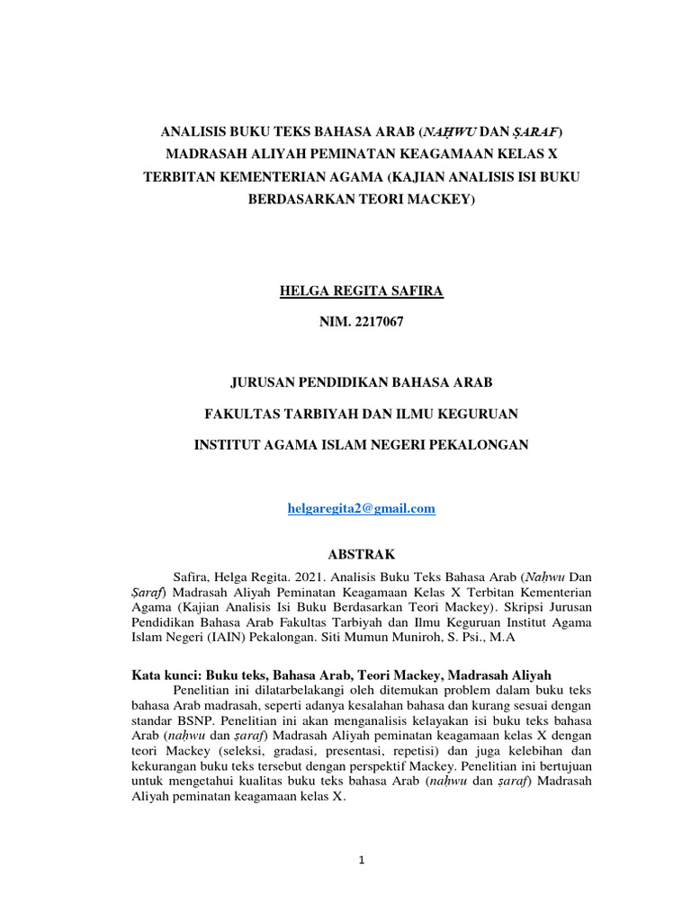 Analisis Buku Teks Bahasa Arab Nawu Dan | PDF