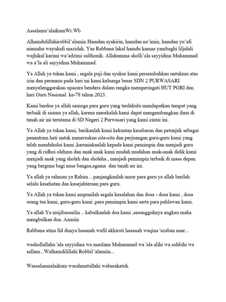 Doa Hut Pgri | PDF | Karier & Perkembangan | Agama & Spiritualitas