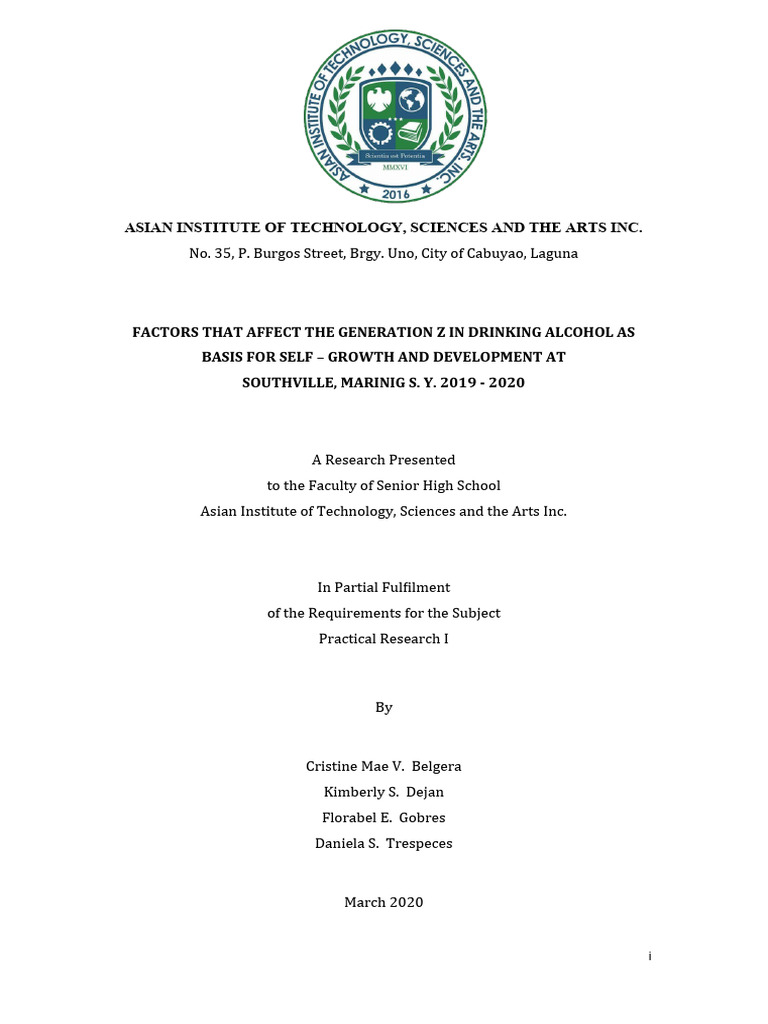 Factors That Affect The Generation Z in Drinking Alcohol As Basis For ...