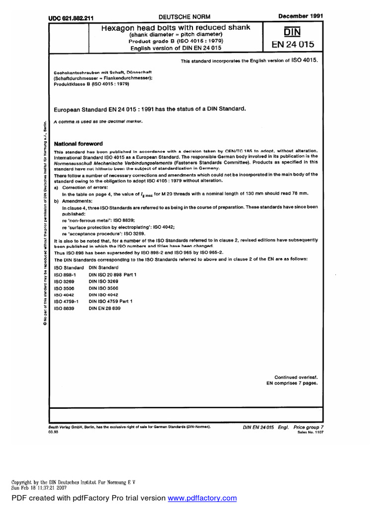DIN 24015 HexHeadBolt | PDF