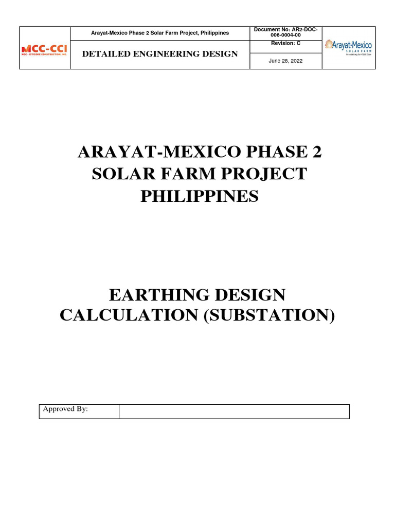 Ar2 Doc 006 0004 00 Earthing Design Calc (Substation) Rev C | PDF | Electrical Resistivity And ...