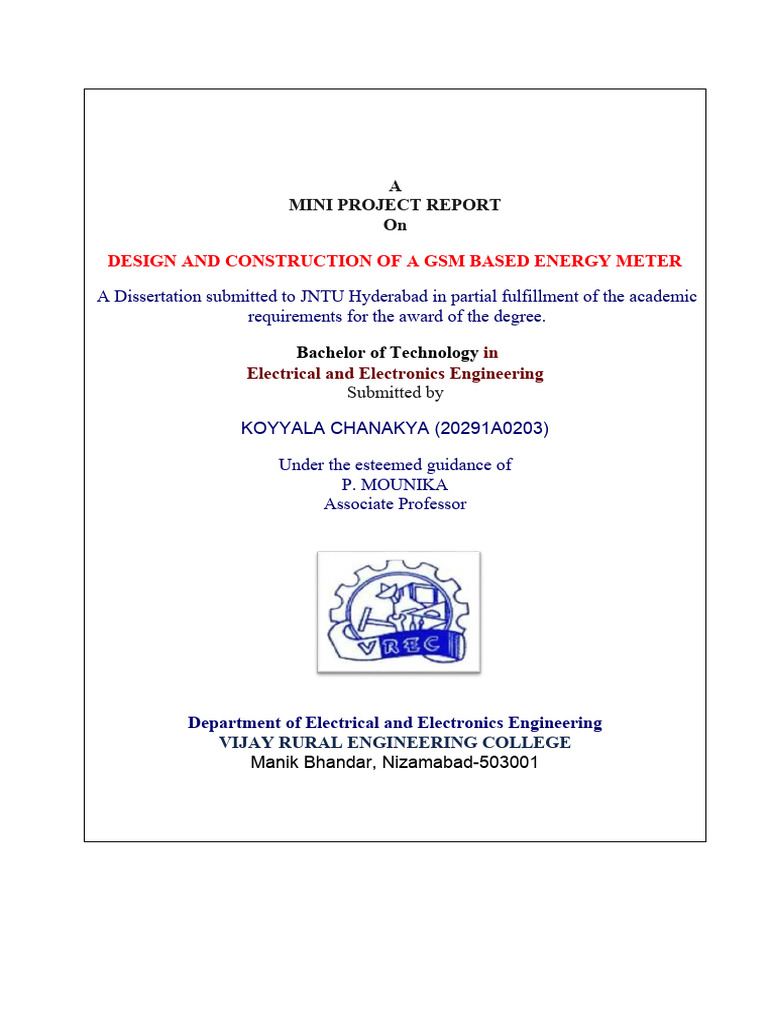 Design and Construction of A GSM Based Energy Meter | PDF | Titles | Engineering