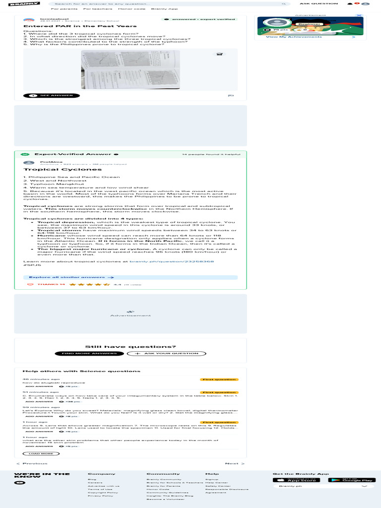 Entered PAR in The Past YearsQuestions1. Where Did The 3 Tropical ...