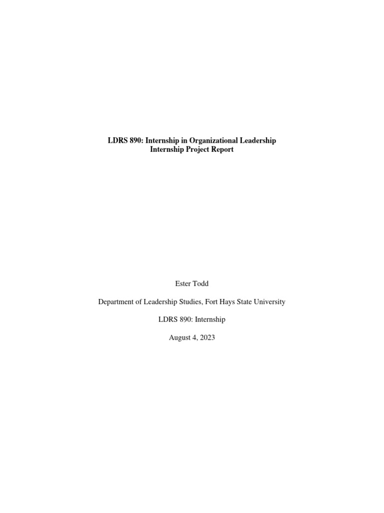 Ester Todd Internship Report 2023 | PDF | Leadership | Emotional ...