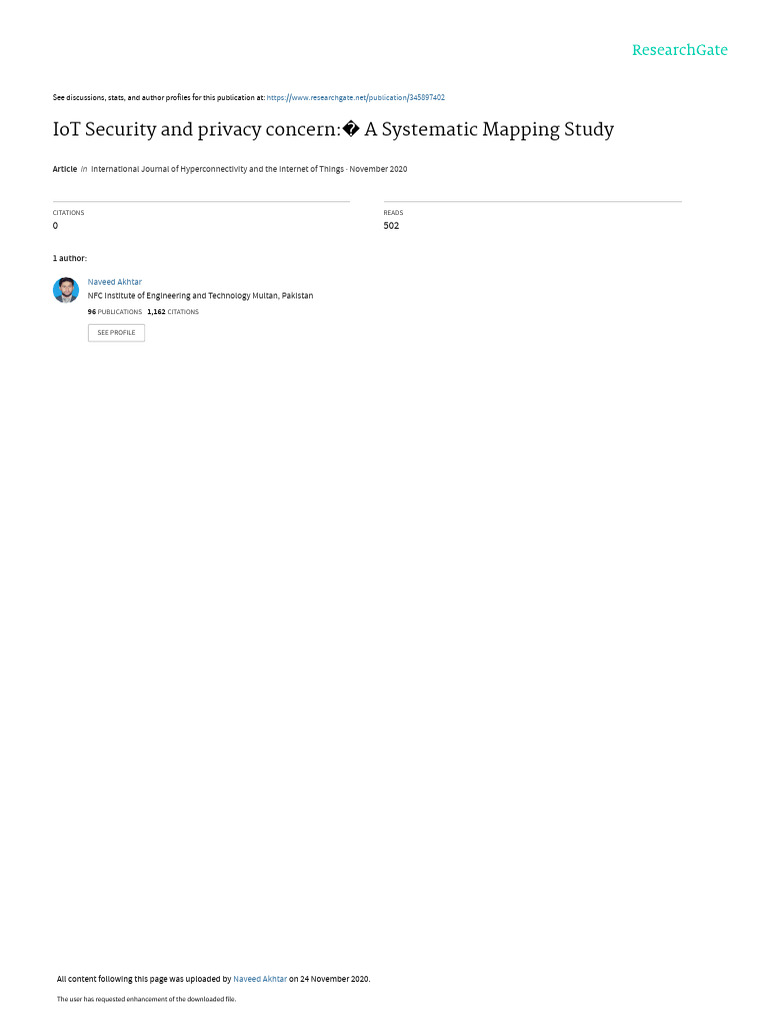 IoT Security: A Systematic Mapping Study | PDF | Internet Of Things | Computer Security