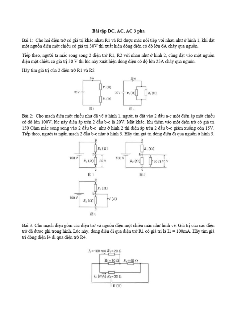 B6 - SV - Riron - Ch2 - 4 - Ôn tập DC, AC, AC 3 pha | PDF