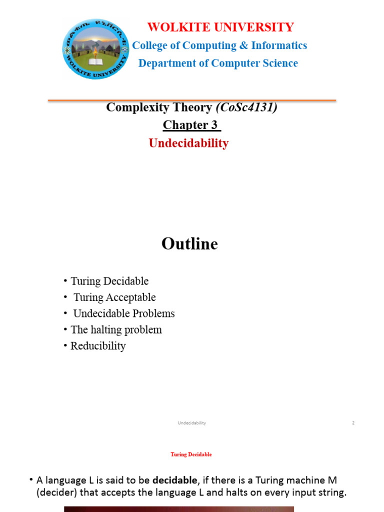 CH 3 Undicidability | PDF | Computational Complexity Theory | Theory Of Computation