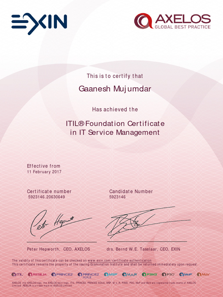 ITIL Foundation Certificate | PDF