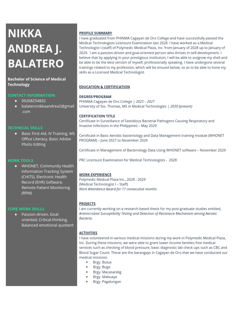 Template - Resume (Repaired) | PDF | Bacteria | Microbiology