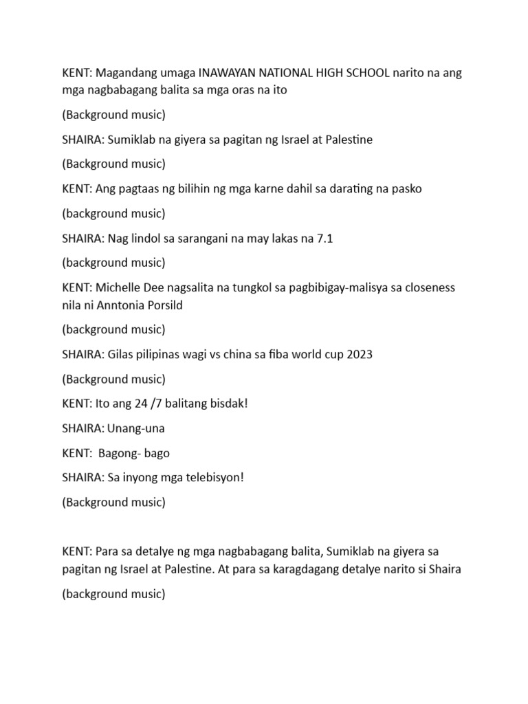 Script For Broadcasting Tagalog | PDF