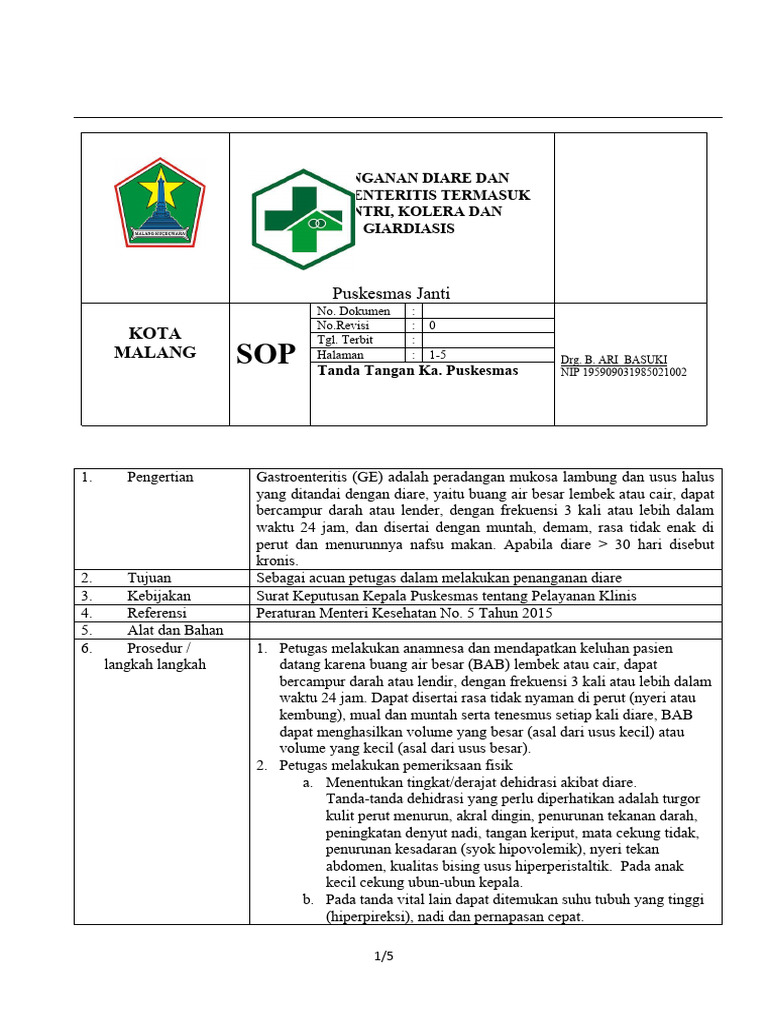 2.penanganan Diare Dan Gastroenteritis Termasuk Disentri, Kolera Dan Giardiasis | PDF