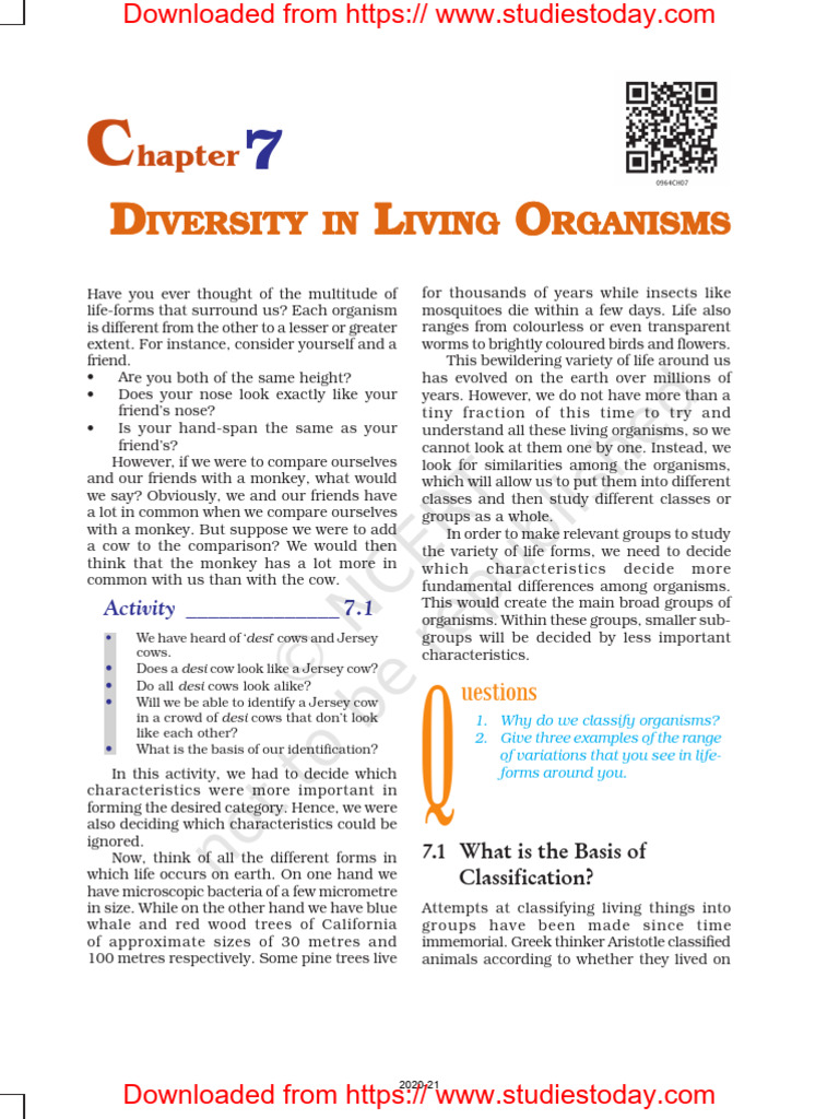 NCERT Class 9 Science Diversity in Living Organisms | PDF | Seed ...