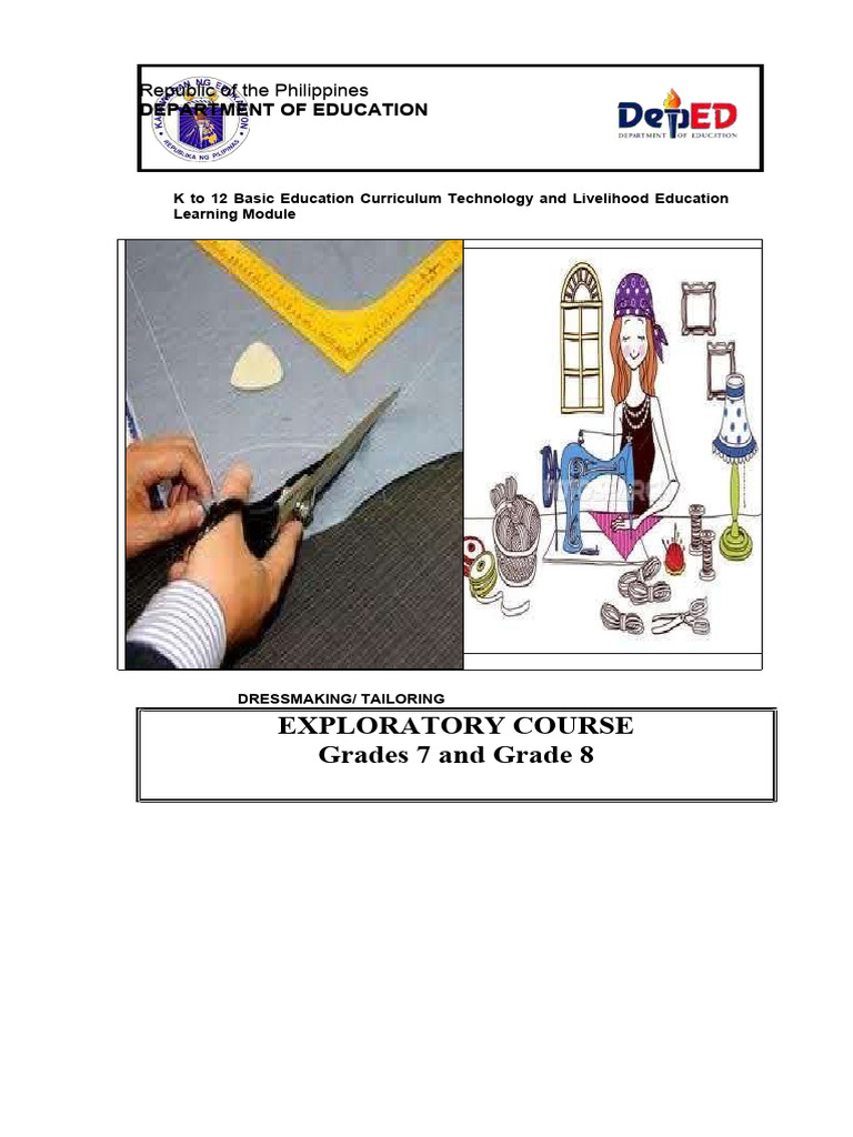 Final Module Grade 8 T L e Dressmaking | PDF | Sewing Machine | Sewing