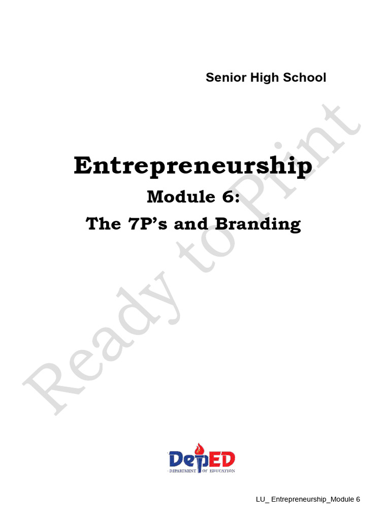 Entrep q1 Mod6 The 7ps and Branding | PDF | Pricing | Brand