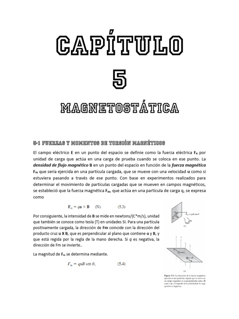 Resumen Capitulo 5 - Magnetostatica | PDF | Campo magnético | Corriente eléctrica