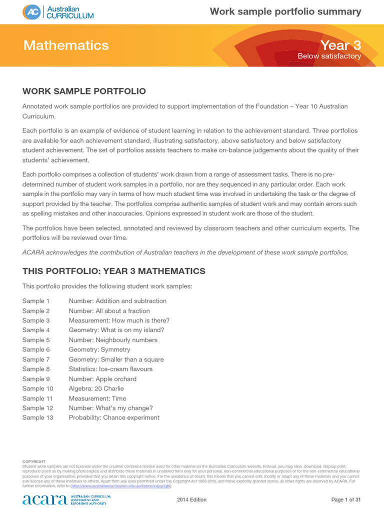 Year 3 Mathematics Portfolio Below | PDF | Sampling (Statistics) | Mathematics