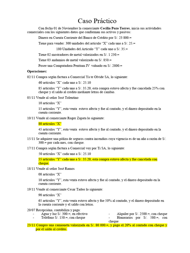 Caso Práctico: Operaciones | PDF | Bancos | Cheque
