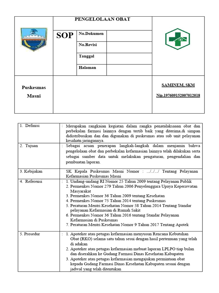 Sop Pengelolaan Obat | PDF