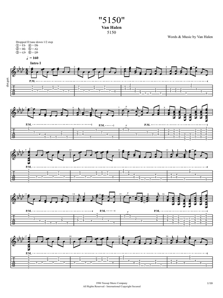 Van Halen 5150 Guitar Tab | PDF | Heavy Metal Music | Music Industry