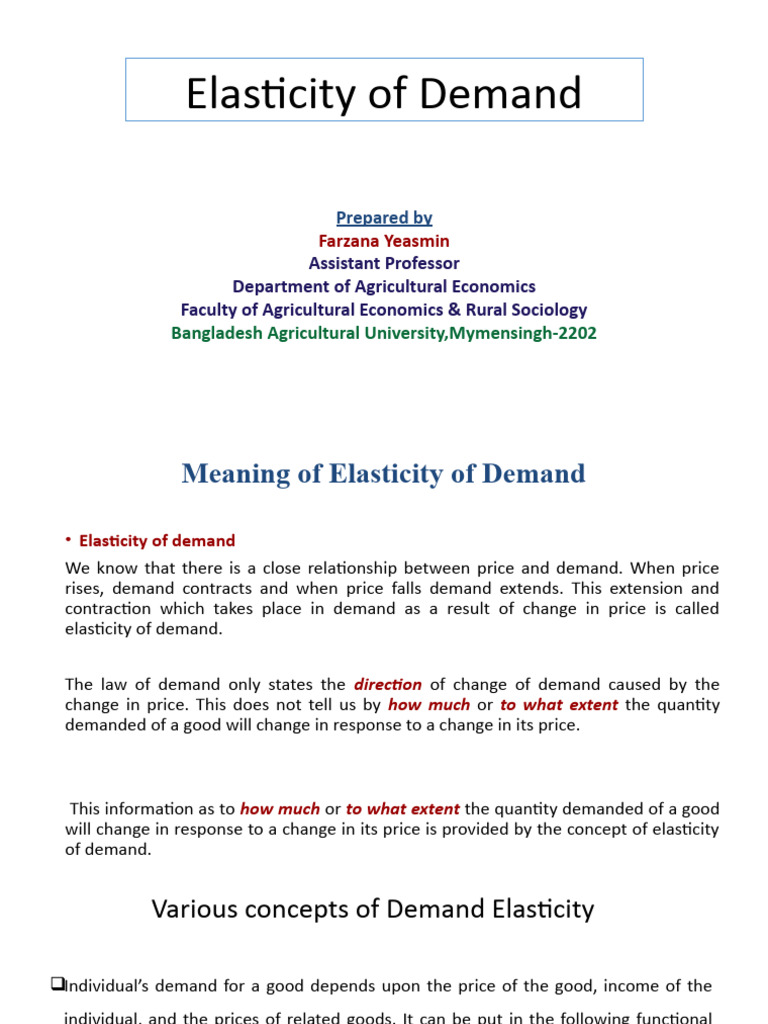 Elasticity | PDF | Price Elasticity Of Demand | Demand