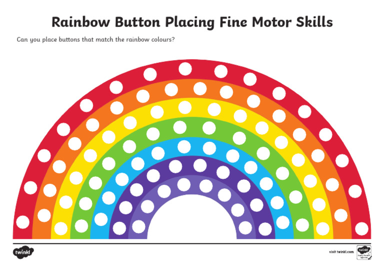 Rainbow Button Placing Fine Motor Skills Activity Sheet | PDF
