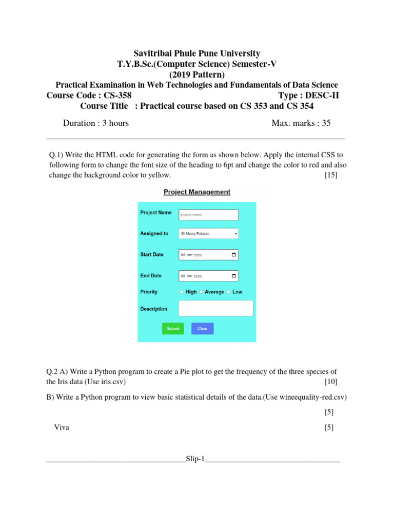 Wt&ds Sem-1 Sppu Slips | PDF | String (Computer Science) | World Wide Web