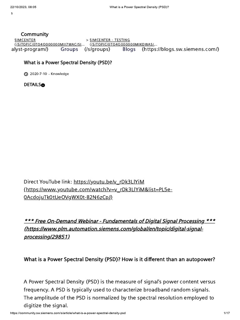 What Is A Power Spectral Density (PSD) | Download Free PDF | Spectral ...