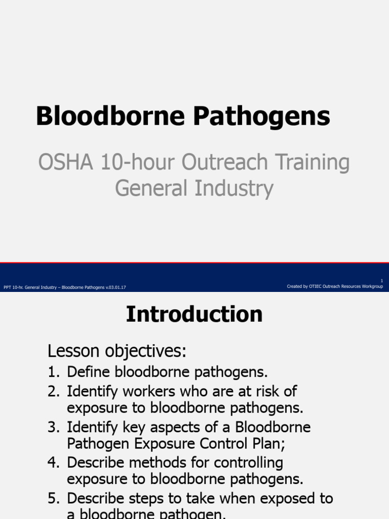 Bloodborne Pathogens PPT v-03!01!17 | PDF | Infection | Hepatitis