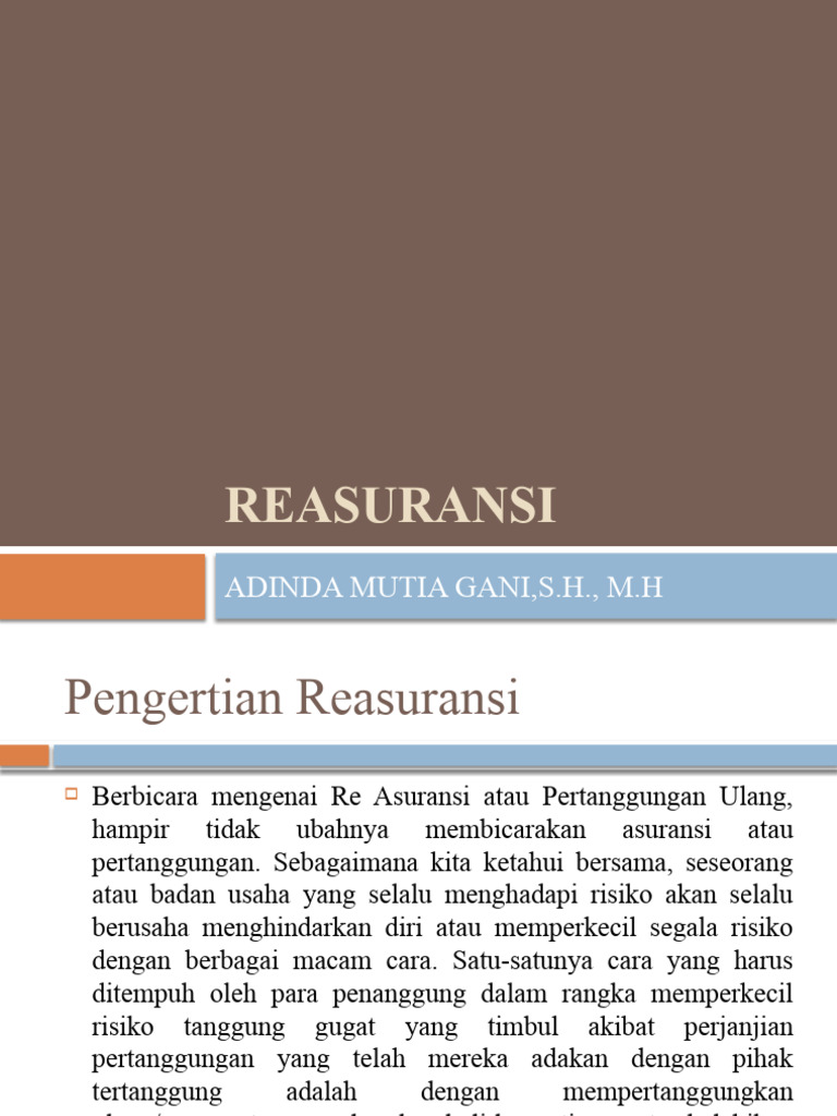 Pengertian dan Prinsip Reasuransi | PDF | Pengelolaan Keuangan & Uang
